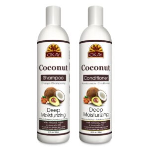 okay-shampoo and conditioner coconut hair care set deep moisturizing- set of 2 x 12 oz