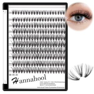 hannahool 200pcs 20roots individual false lashes mixed 8-10-12-14mm/9-11-13-15mm/10-12-14-16mm/16-18mm/18-20mm 0.07 thickness natural cluster lashes makeup volume eye lashes extensions (10-12-14-16mm)