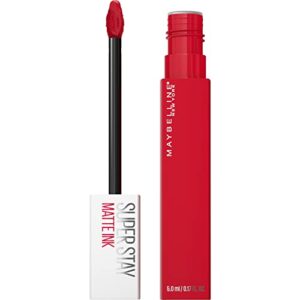 maybelline super stay matte ink liquid lipstick makeup, long lasting high impact color, up to 16h wear, shot caller, bright pinky red, 1 count