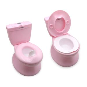 httmt- classic portable pink realistic toddler potty training toilet w/flushing sound baby chair seat kid [p/n: et-baby004-pink]