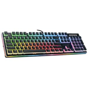 allied gaming firehawk mechanical gaming keyboard - blue switches: 104 led individually backlit argb keys with 21 programs, programmable macro functionality, lightweight metal frame, firm & quiet