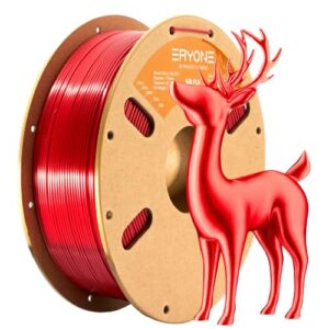 eryone ultra silk pla filament for 3d printer, 1.75mm +/- 0.03mm, 1kg (2.2lbs)/spool, ultra silk red