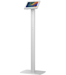 thin floor stand – cta tall standing 360° kiosk display tablet holder w/charger access & lock for ipad air 11" m2 (2024) - ipad pro 11" m4 (2024) - ipad 10.2" & 9.7-11" tablets - white (pad-chkw)