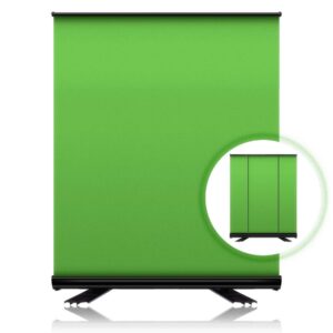 zuochen green screen backdrop 3.6x6.6ft portable collapsible chromakey background panel with solid aluminium shell, pull up wrinkle-resistant fabric for twitch streaming, youtube videos, live game