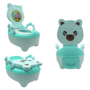 httmt- baby kids green bear portable potty training toilet seat with pad toddler lovely toilet comfortable soft seat stool chair [p/n: et-baby003-green]