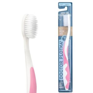 mouthwatchers manual soft toothbrush for adults, ultra cleantoothbrush with flossing bristles, good for sensitive teeth and gums. rose, 1 each