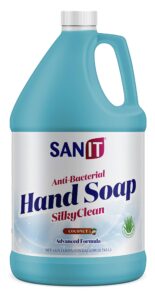 sanit silky clean antibacterial liquid gel hand soap refill - advanced formula with coconut oil and aloe vera - all natural moisturizing hand wash - made in usa, coconut, 1 gallon