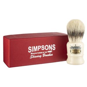 classic 1 synthetic shaving brush- simpson shaving brushes - faux ivory handle