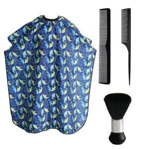 kids haircut cape and neck duster brush hair comb set professional barber hairbrush and children dolphin hairdresser apron with adjustable snap closure extra long cape 47x39 inch