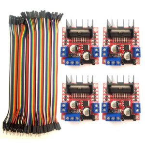 4pcs l298n controller board module dual h-bridge 3pcs dupont connector cables for arduino smart car power uno mega r3 mega2560 motor driver stepper dc motor