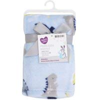 parent's choice plush baby blanket, blue dino