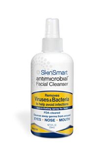 skinsmart antimicrobial facial cleanser spray to remove viruses and bacteria around eyes, nose and mouth, fight maskne, 8 oz spray non-irritating hypochlorous spray