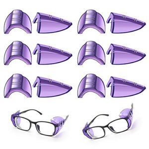 tchrules 6 pairs safety eye glasses side shields, slip on side shields for safety glasses, double hole, fits most safety eyeglasses (purple)