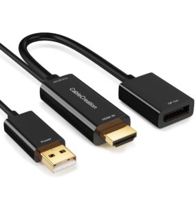 cablecreation hdmi to displayport adapter with usb power, 4k x 2k@60hz hdmi male to dp female adapter compliant with xbox one/ps4/ps5