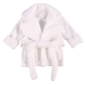 qiylii unisex baby plush bathrobe plain kimono gown newborn toddler girls boys towel robe nightwear clothes (white, 12-24 months)