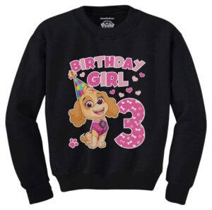 birthday girl paw patrol skye 3rd birthday toddler kids sweatshirt 3t black