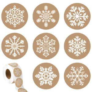 ruisita 600 pieces kraft snowflake stickers christmas self adhesive labels stickers winter favor seals