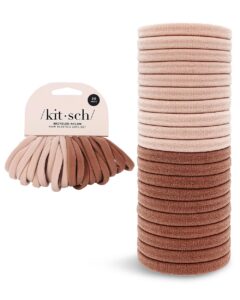 kitsch nylon hair ties for girls & women - no snag, pain-free hair ties no damage ideal for ponytails, updos & braids, 20pcs blush