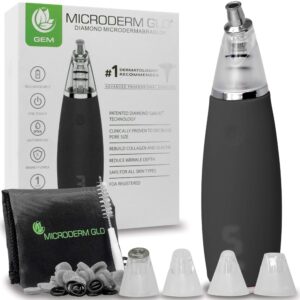 microderm glo gem diamond microdermabrasion and suction tool - best pore vacuum for skin toning - #1 advanced facial treatment machine - promotes collagen production for tone, bright & clear skin