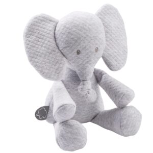 nattou cuddly plush toy tembo the elephant - promotes motor skills, easy care, extra-soft material, machine washable - grey, 11 inches