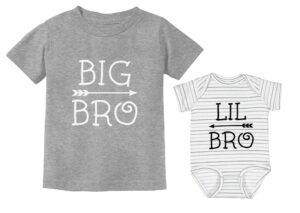 big bro lil bro matching outfits baby announcement sibling brother shirts big bro gray 2t / lil bro gray/white nb (0-3m)