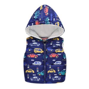 dcuterq boys girls autumn winter warm kids vests cartoon zipper outerwear sleeveless hooded jackets gilets 2t