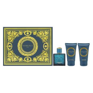 versace eros for men 3 piece set includes: 1.7 oz eau de toilette spray + 1.7 oz shower gel + 1.7 oz after shave balm