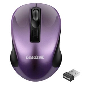 leadsail wireless computer mouse, 2.4g portable slim cordless mouse less noise for laptop optical mouse with 4 buttons, usb mouse for laptop, desktop, macbook