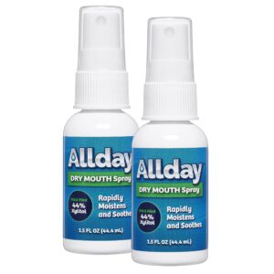 allday dry mouth spray - maximum strength xylitol, fast acting, non-acidic (pack of 2)