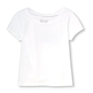 the children's place baby girls and toddler long sleeve basic layering t-shirt, white, 2t us