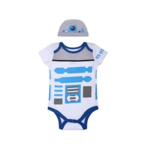 star wars boys’ roleplay short sleeve bodysuit for newborn and infant – white or brown or black