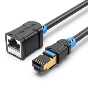 vention cat 6 ethernet extension cable, 6.6ft/2m cat6 rj45 extender male to female network cable shielded computer lan connector sstp patch cable