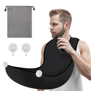 5 pack beard apron kit included black waterproof non-stick beard trimming catcher cloth, beard shaping comb for men shaving & hair with 2 suction cups and storage bag