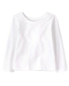 the children's place baby girls and toddler long sleeve basic layering t-shirt, white, 6-9 months us