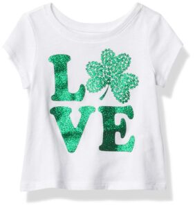 the children's place baby girls and toddler st. patrick's day graphic tee t shirt, white, 5t us