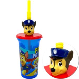 granshop paw patrol hero 3d character mold water tumbler with reusable straw, 15oz, bpa free by zak designs