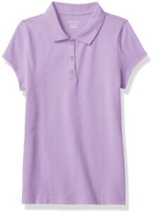 the children's place girls uniform pique polo shirt, purple prose, m 7 8 us