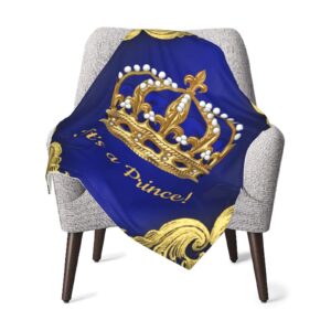 anewnice lingtoolator oyal blue gold prince crown baby blanket super soft 30 x 40 inch, receiving blankets (royal blue gold prince crown)