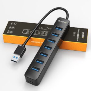 usb hub, idsonix usb splitter hub 7 ports portable hub usb hub multi port usb expansion hub extension extender for laptop, imac, surface pro, xps, usb flash drives, mobile hdd, printer, camera, etc