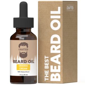 beard oil by crafted beards - beard oil conditioner - leave your beard feeling amazing - all natural ingredients - no residue - mustache oil - 1oz - made in the usa (orange cream)