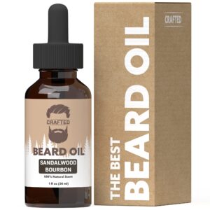 crafted beards beard oil beard oil conditioner - leave your beard feeling amazing - all natural ingredients - no residue - mustache oil - 1oz - made in the usa (sandalwood bourbon)