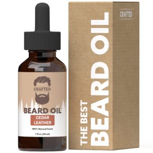 crafted beards beard oil beard oil conditioner - leave your beard feeling amazing - all natural ingredients - no residue - mustache oil - 1oz - made in the usa (cedar leather)