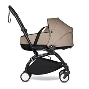 babyzen yoyo2 black frame + taupe bassinet - includes thick double mattress, ventilated shell & canopy