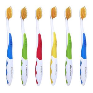 cladent gold nano toothbrush soft toothbrushes for adults, double layered soft bristle toothbrush,bpa free,travel toothbrush,toothbrush bulk,4 colors,6 count (6 count)