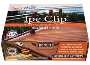 deckwise (black) ipe clip extreme s hidden deck fasteners, 5/32" gap, stainless steel black #8x2" trim-head screws for 100 sq.ft. of ad and kd hardwood, thermal or composite decks (175 ct. kit)