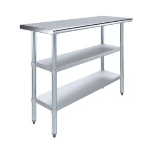 amgood stainless steel work table with 2 shelves | nsf | metal utility table (48" long x 18" deep)