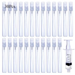 30pcs 10ml/0.34 oz portable refillable clear glass empty sprayer perfume bottles cosmetic atomizers spray bottle container for travel party must makeup tool (30pcs 10ml clear glass perfume bottles)