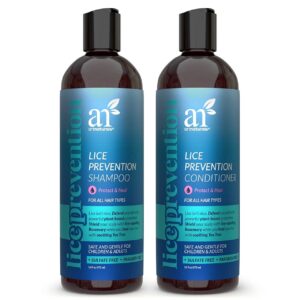 artnaturals lice prevention shampoo and conditioner (2 x 16 fl oz / 473ml) - with rosemary & tea tree - shield for adults & kids - safe for daily use - sulfate & paraben free - all hair types