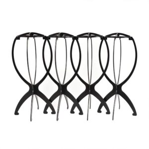 4 pack wig stand holder, premium 14.2" black portable collapsible wig holder for multiple wigs, durable wig stands for women