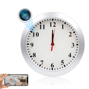 jlrkeng hidden spy camera wall clock 1080p hd wifi clock cameras wireless home security nanny cam with motion detection alarm mini video recorder for home and office surveillance, no audio